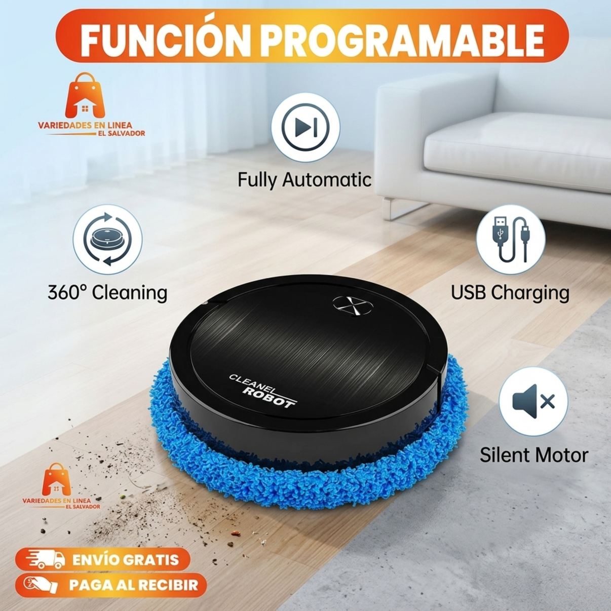RoboMop Pro™ – Robot Trapeador Inteligente - Limpia Mientras Descansas ...